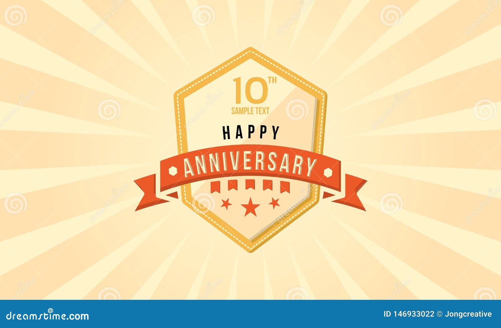 10 Years Happy Anniversary Shield Ribbon Banner Vector Illustration ...
