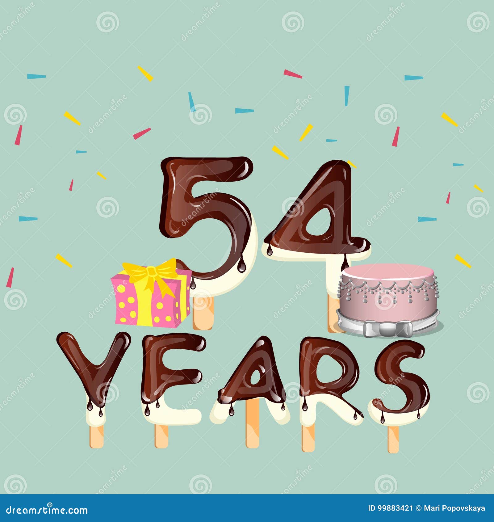 54 Years Happy Birthday Card Stock Vector - Illustration of banner ...