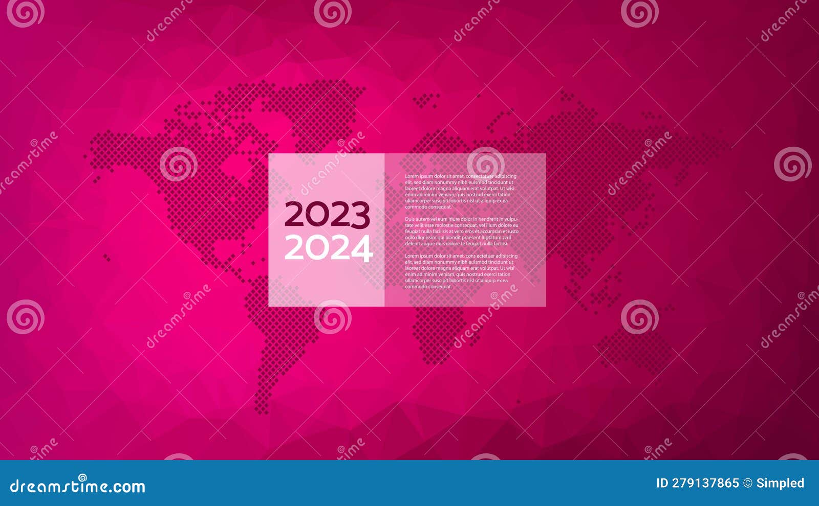 2023 2024 Years Infographic with World Map. Magenta Gradient Triangle ...