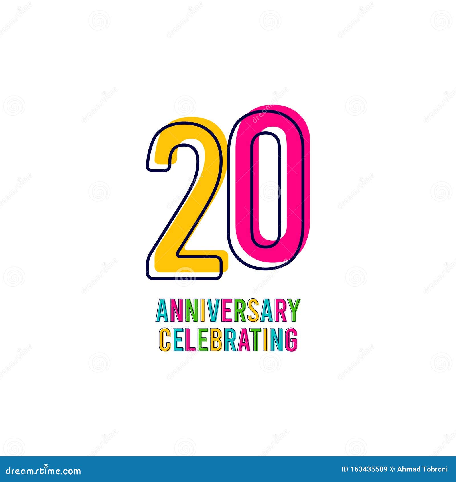20 Years Kids Anniversary Celebrating Vector Template Design ...