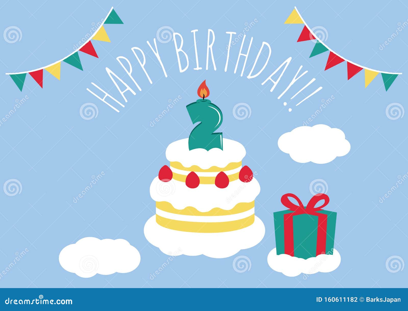 2 Years Old Birthday Card Illustration Stock Vector - Illustration of ...