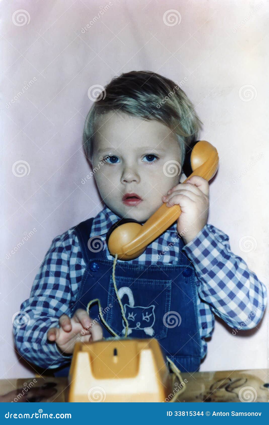 3-years-old Boy Calling by Phone Stock Photo - Image of years, white ...