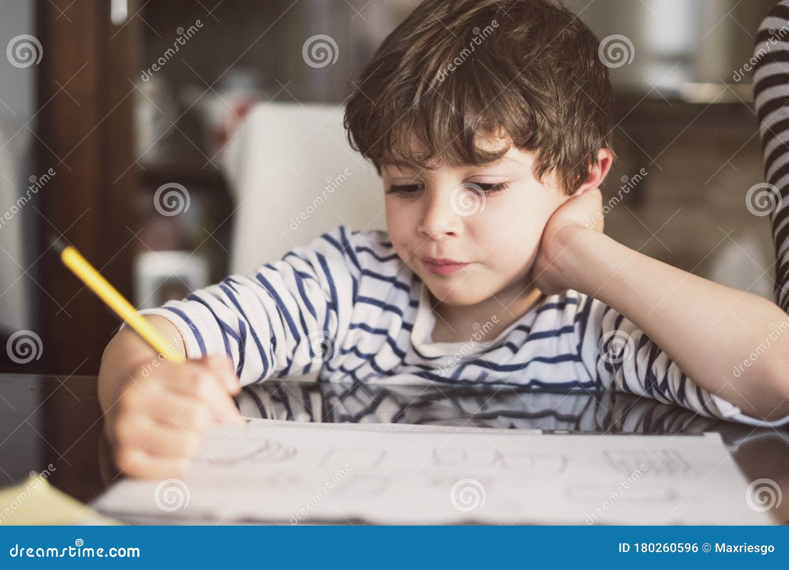4 Years Old Doing Homework at Home Stock Photo - Image of caucasian ...