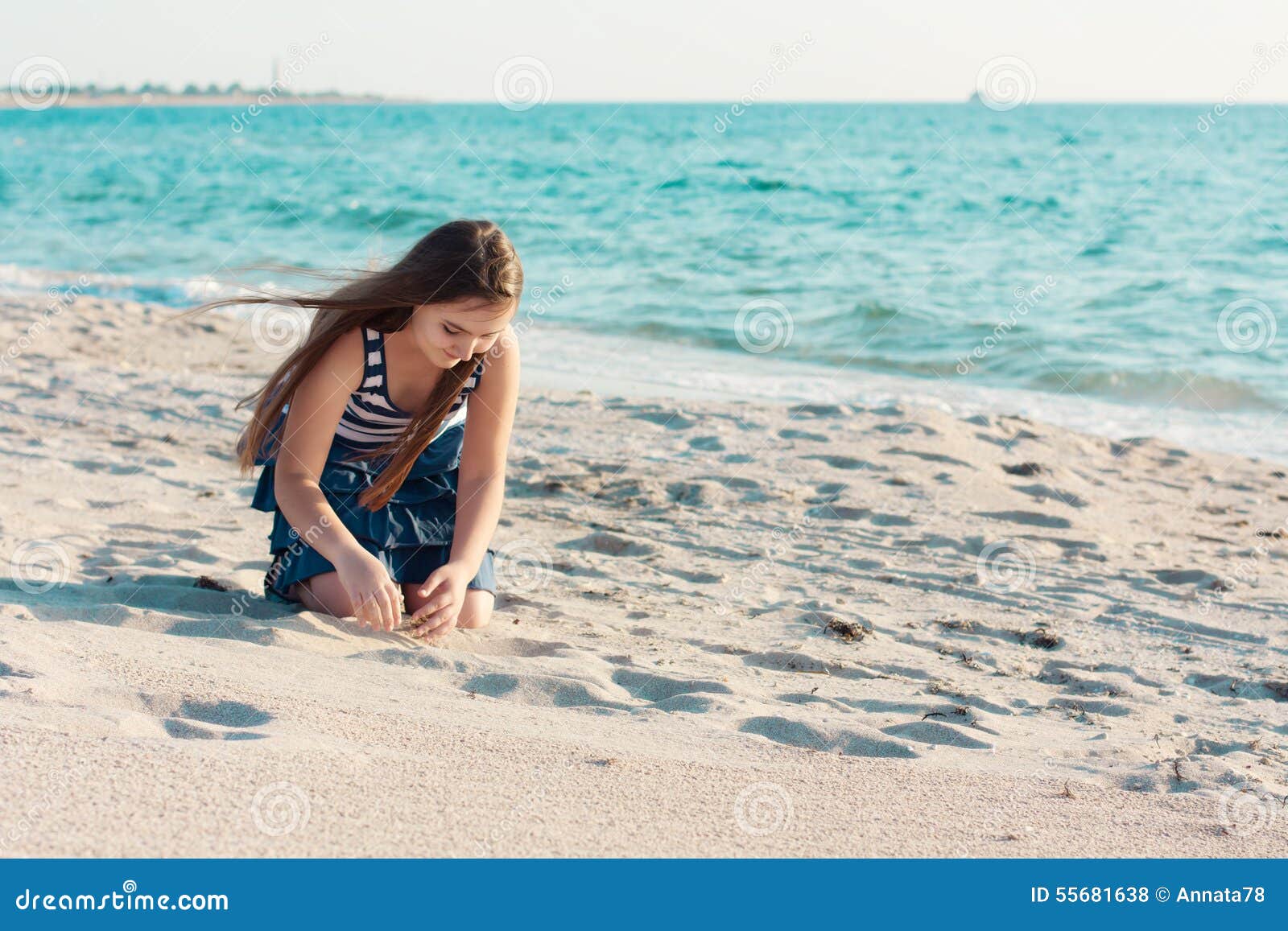 10-years Old Girl on the Beach Stock Photo - Image of portrait, seaside ...
