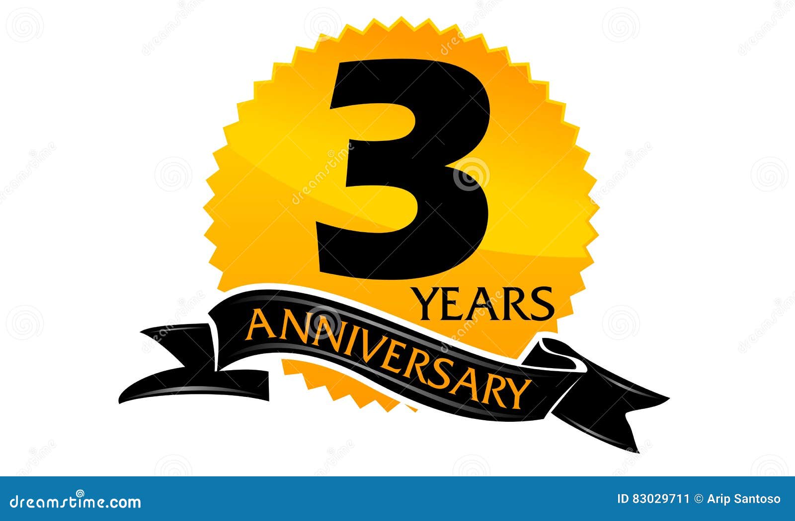 3 Years Ribbon Anniversary stock vector. Illustration of logo - 83029711