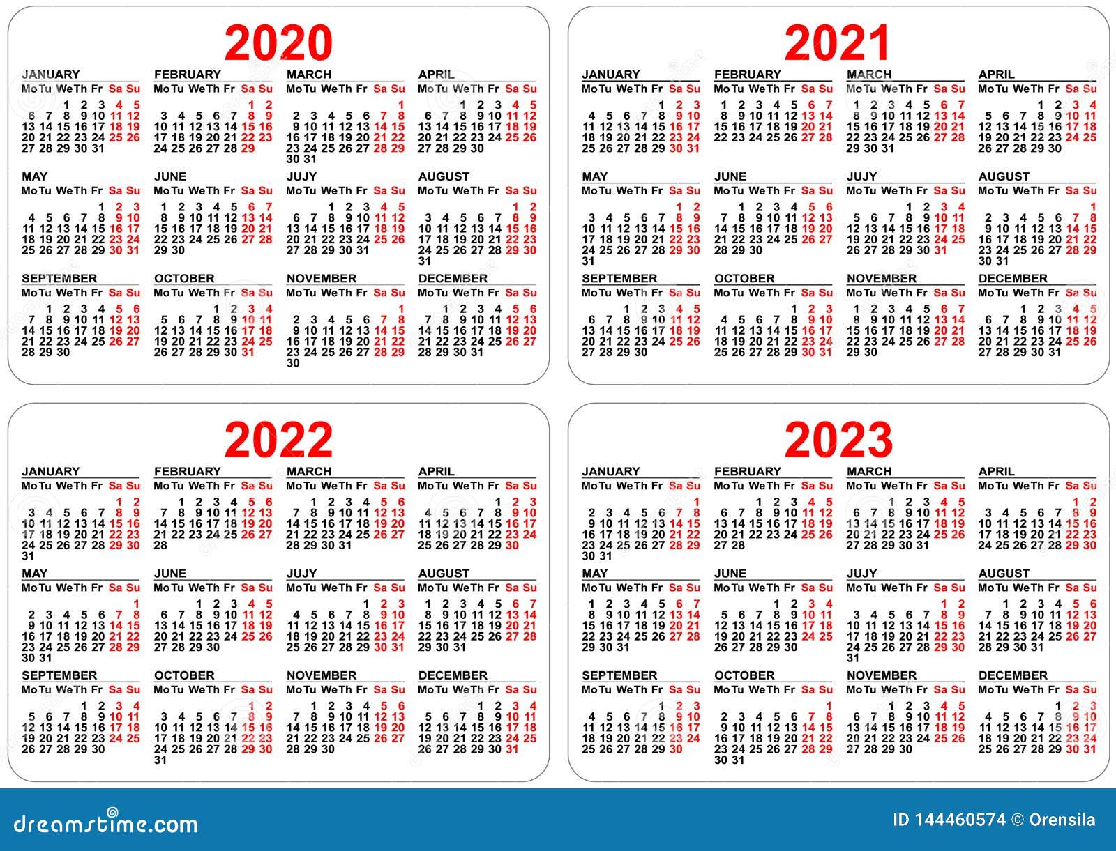 2020, 2021, 2022, 2023 Years Set Pocket Calendar Grid. Template ... 2020, 2021, 2022, 2023 Years Set Pocket Calendar Grid. Template ...