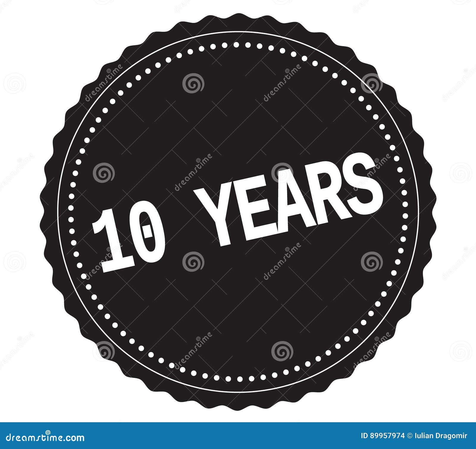 10-YEARS Text, on Black Sticker Stamp. Stock Illustration ...