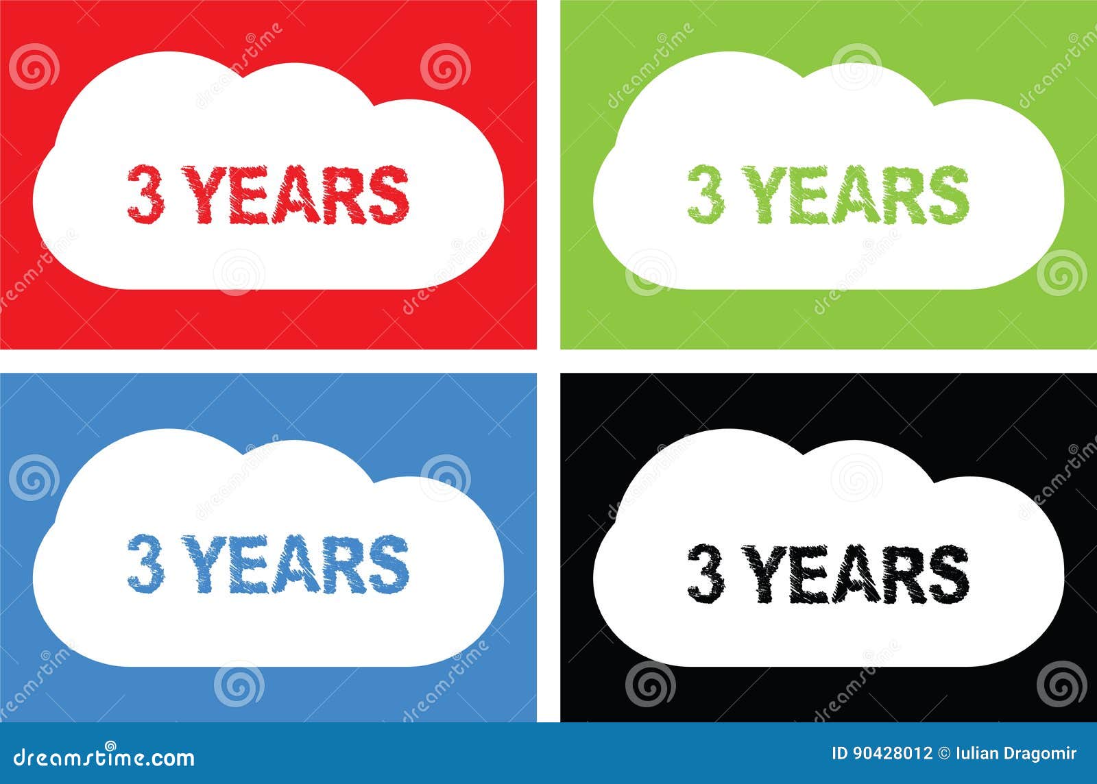 3 YEARS Text, on Cloud Bubble Sign. Stock Illustration - Illustration ...