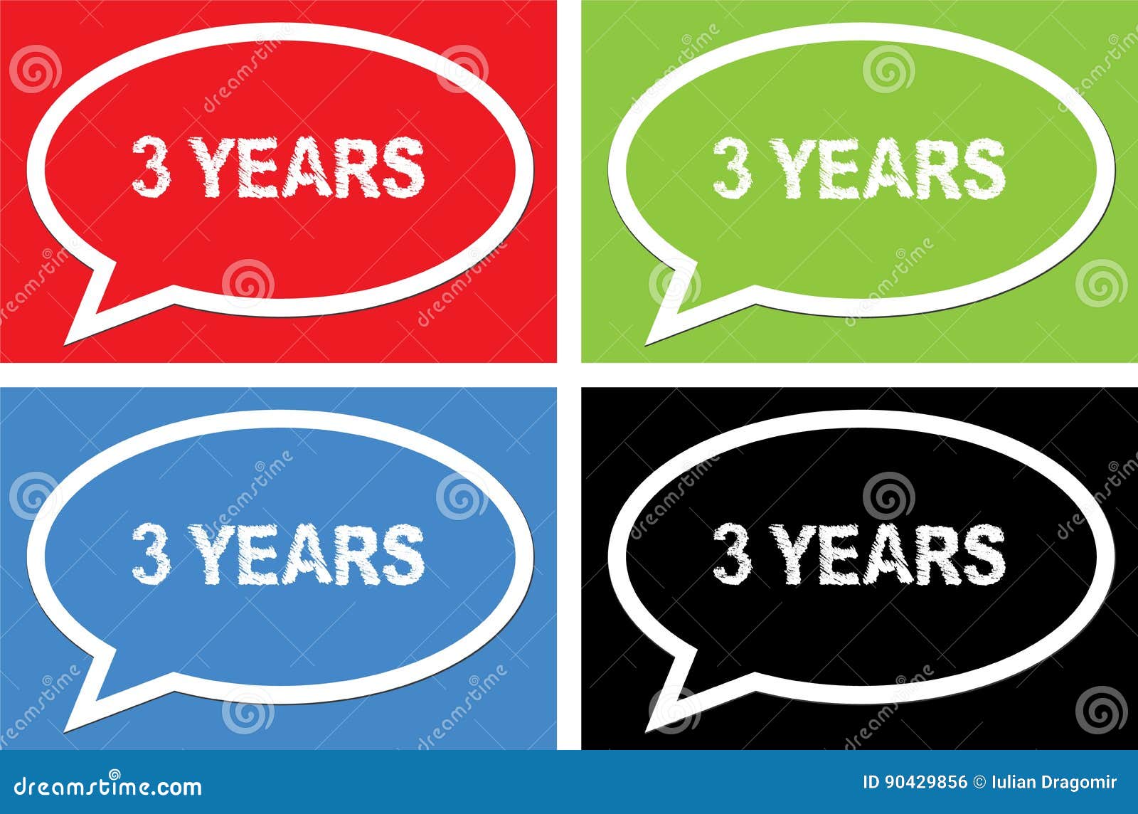 3 YEARS Text, on Ellipse Speech Bubble Sign. Stock Illustration ...