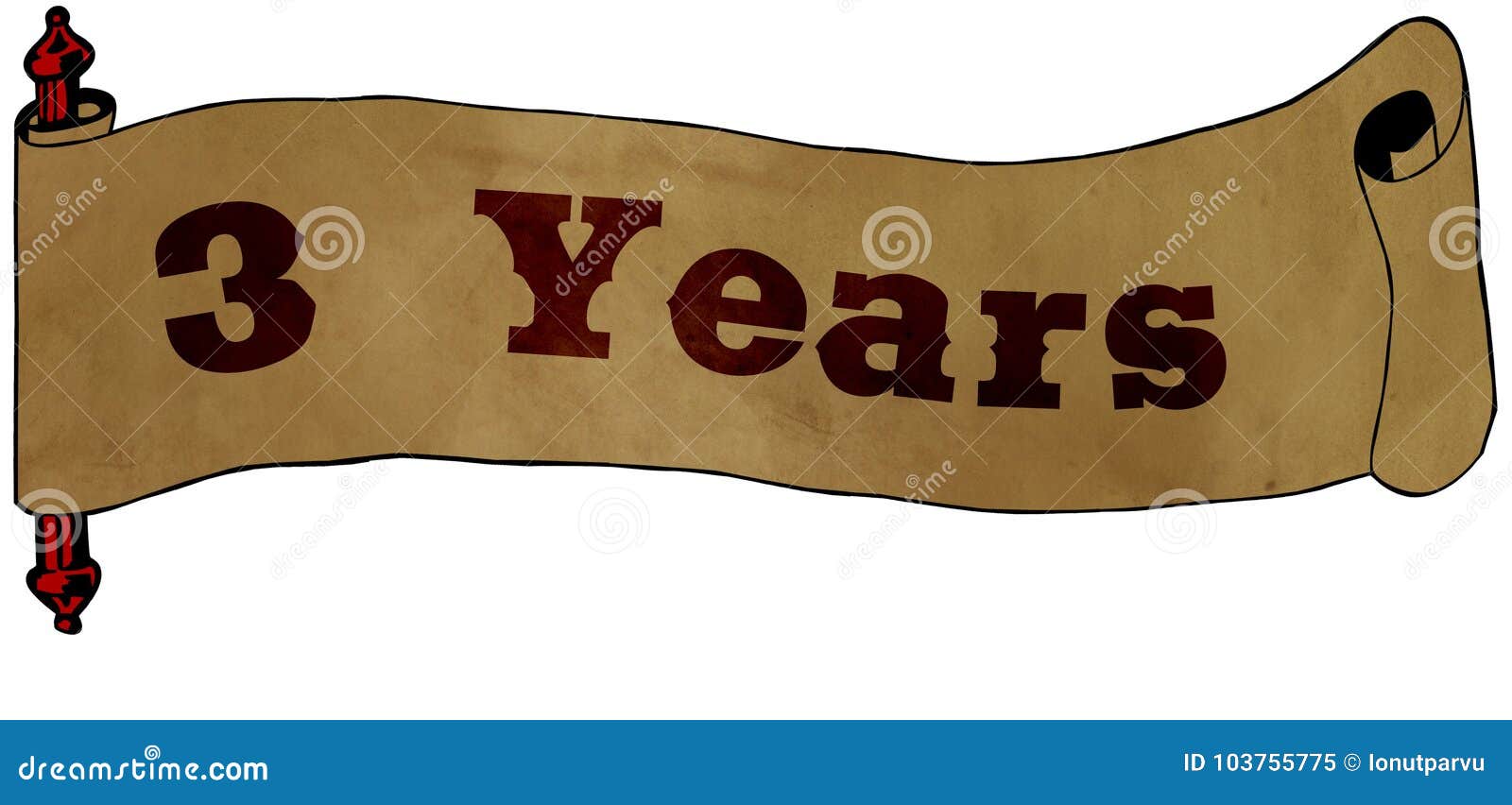 3 YEARS Text on Old Scroll Paper Drawing Illustration Stock ...