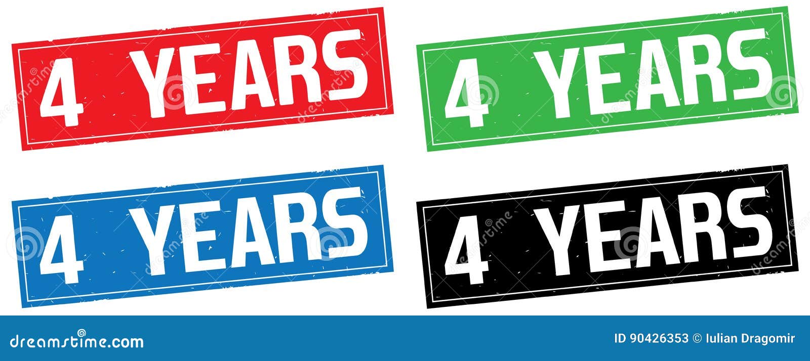 4 YEARS Text, on Rectangle Stamp Sign. Stock Illustration ...