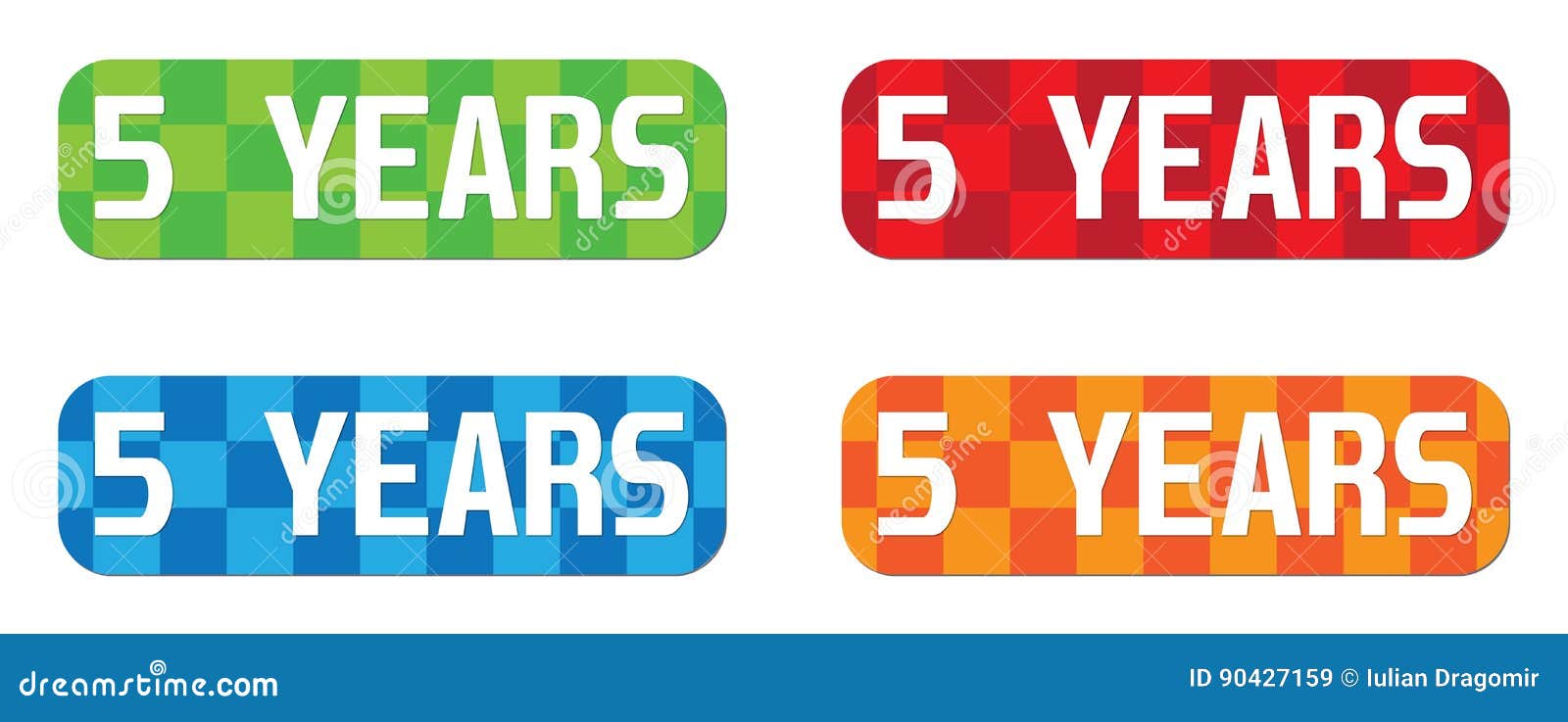 5 YEARS Text, on Rectangle, Zig Zag Pattern Stamp Sign. Stock ...