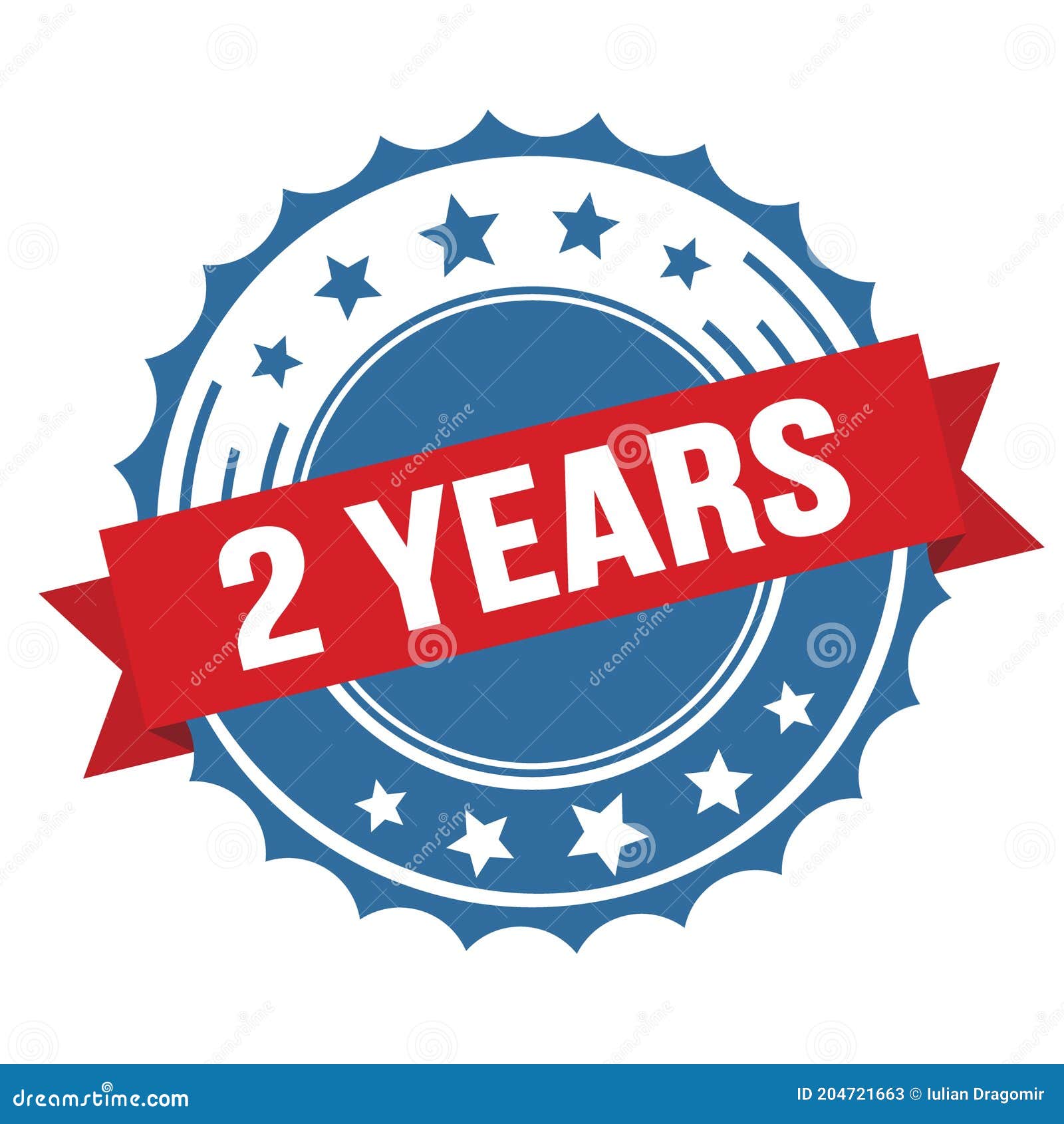 2 YEARS Text on Red Blue Ribbon Stamp Stock Illustration - Illustration ...