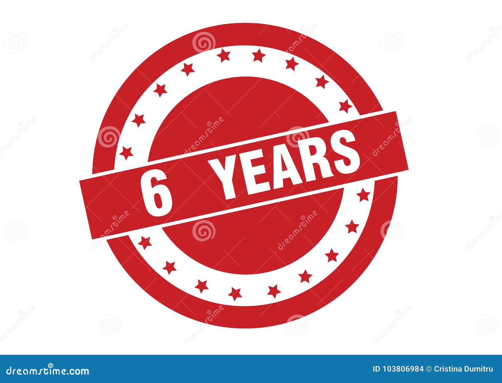 6 Years Text on Red Stamp Vector Design Stock Vector - Illustration of ...