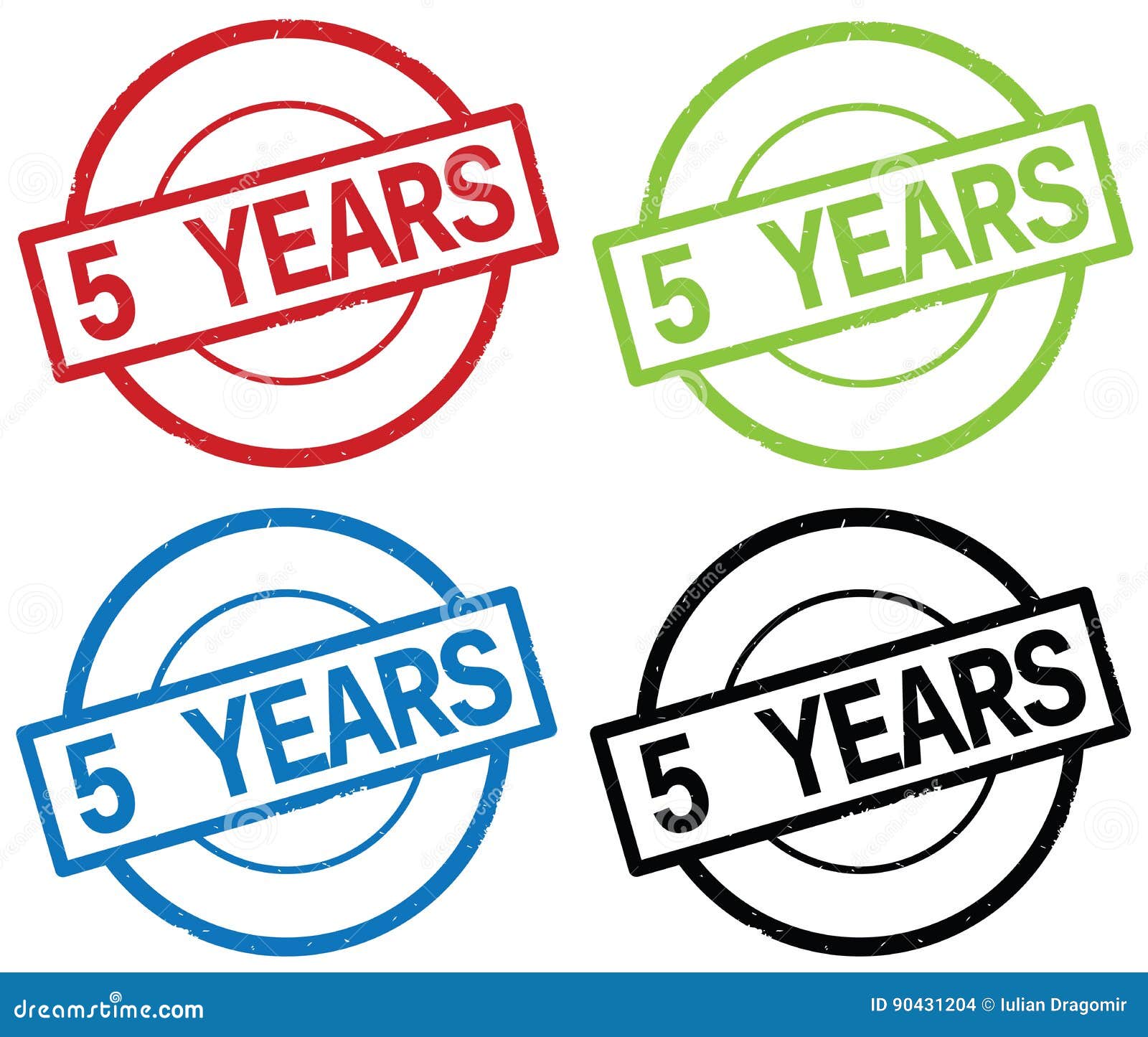 5 YEARS Text, on Round Simple Stamp Sign. Stock Illustration ...