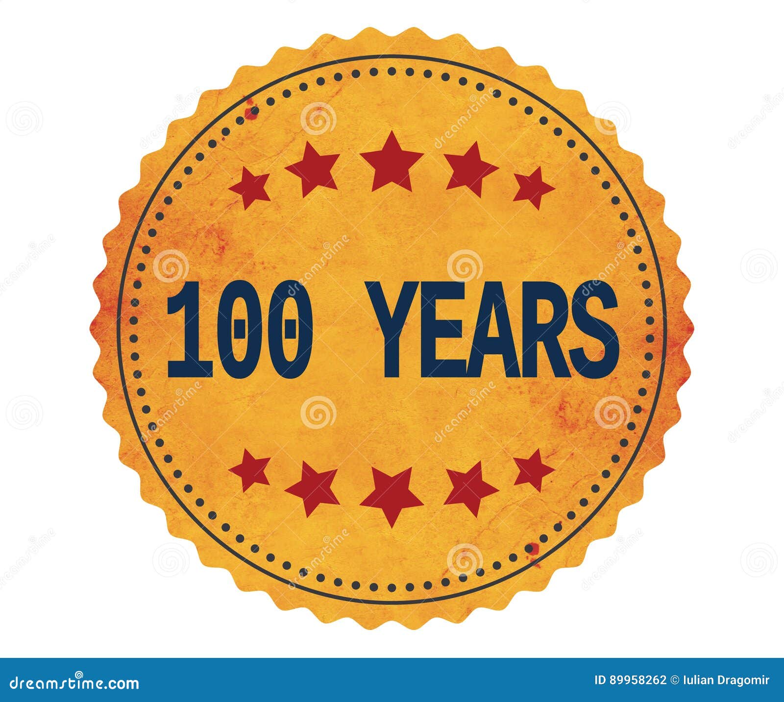 100-YEARS Text, on Vintage Yellow Sticker Stamp. Stock Illustration ...