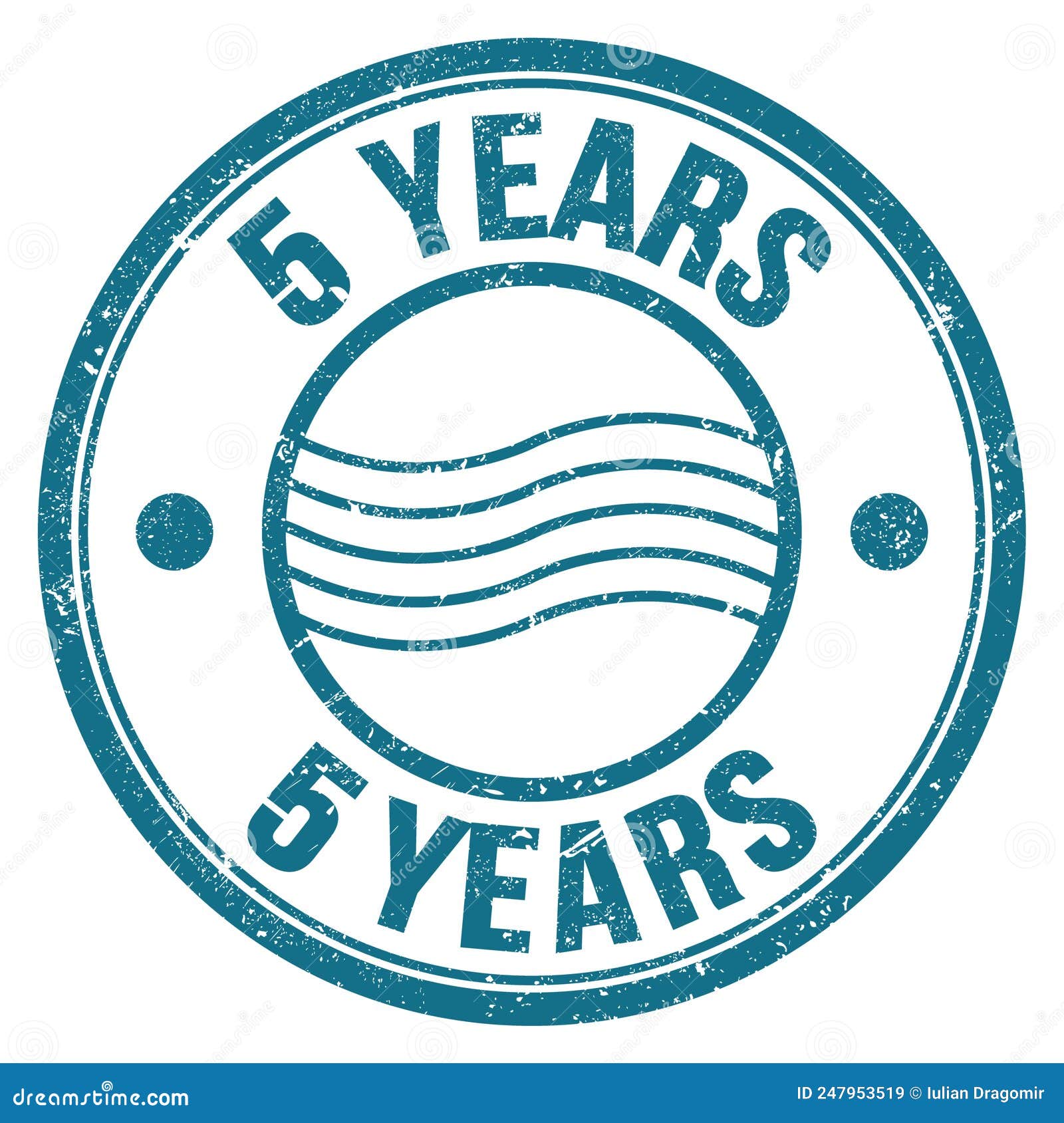 5 YEARS Text Written on Blue Round Postal Stamp Sign Stock Illustration ...