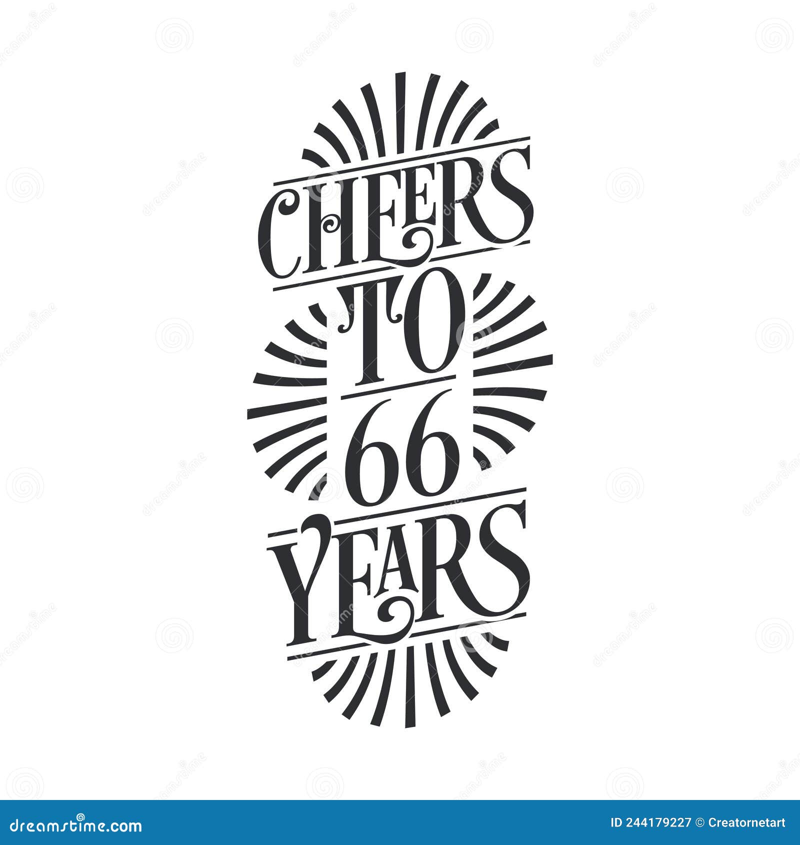 66 Years Vintage Birthday Celebration Cheers To 66 Years Stock Vector