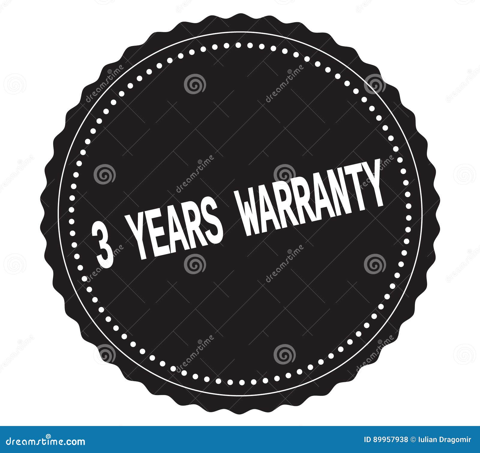 3-YEARS-WARRANTY Text, on Black Sticker Stamp. Stock Illustration ...