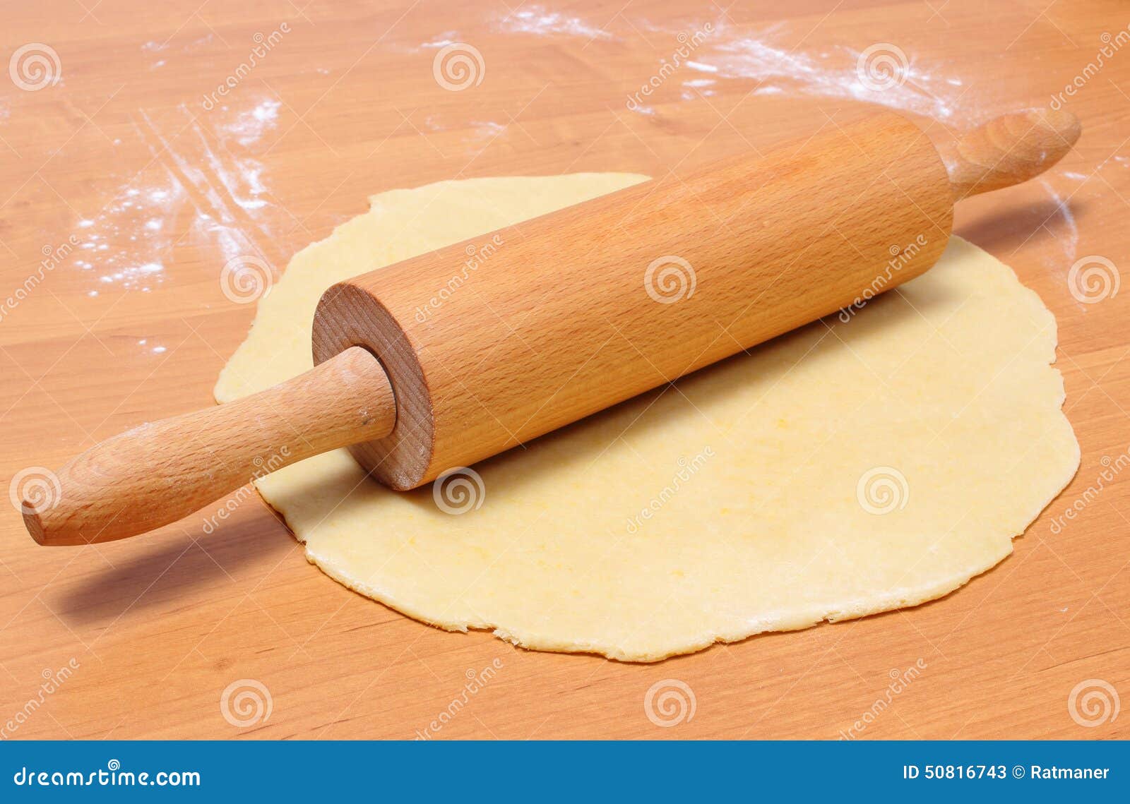 Yeast Cake and Rolling Pin on Wooden Table Stock Image - Image of ...
