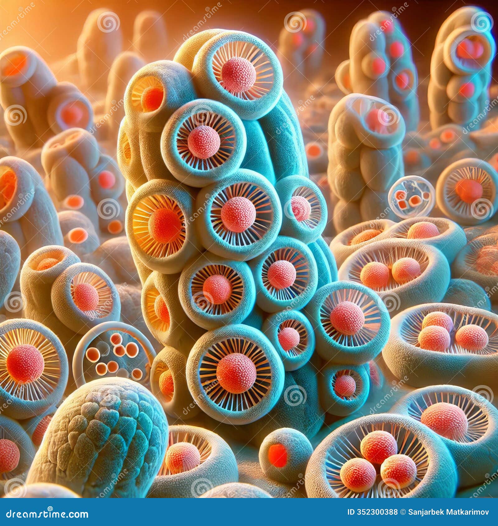 Yeast Cells Budding Depict the Asexual Reproduction Process Stock ...