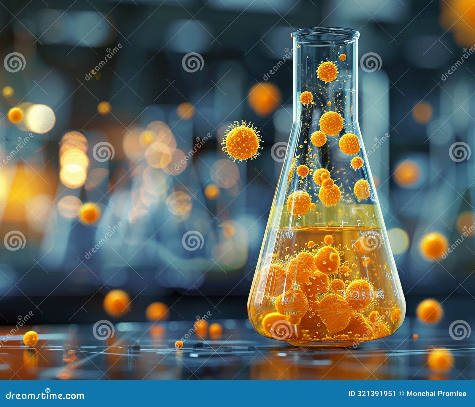 Yeast Culture in a Laboratory Flask, Demonstrating Experimental ...