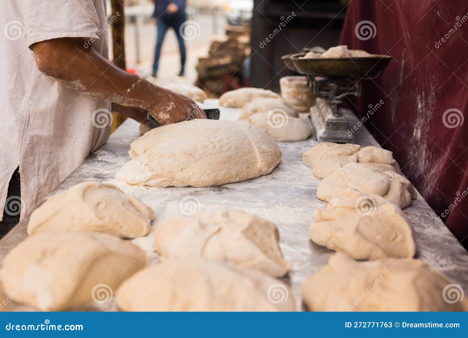 Yeast Dough on Baking Table. Cooking Process Stock Image - Image of ...