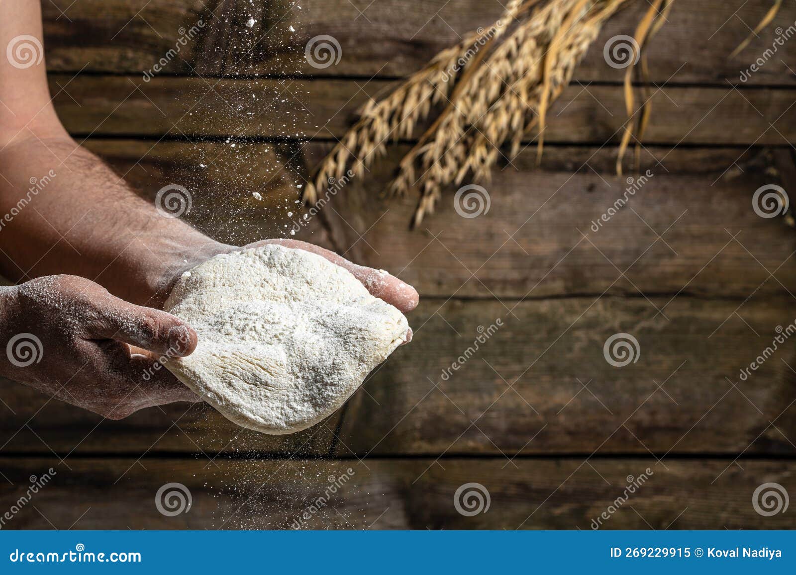Yeast Dough for Bread or Pizza on a Floured Surface, with Flour Splash ...