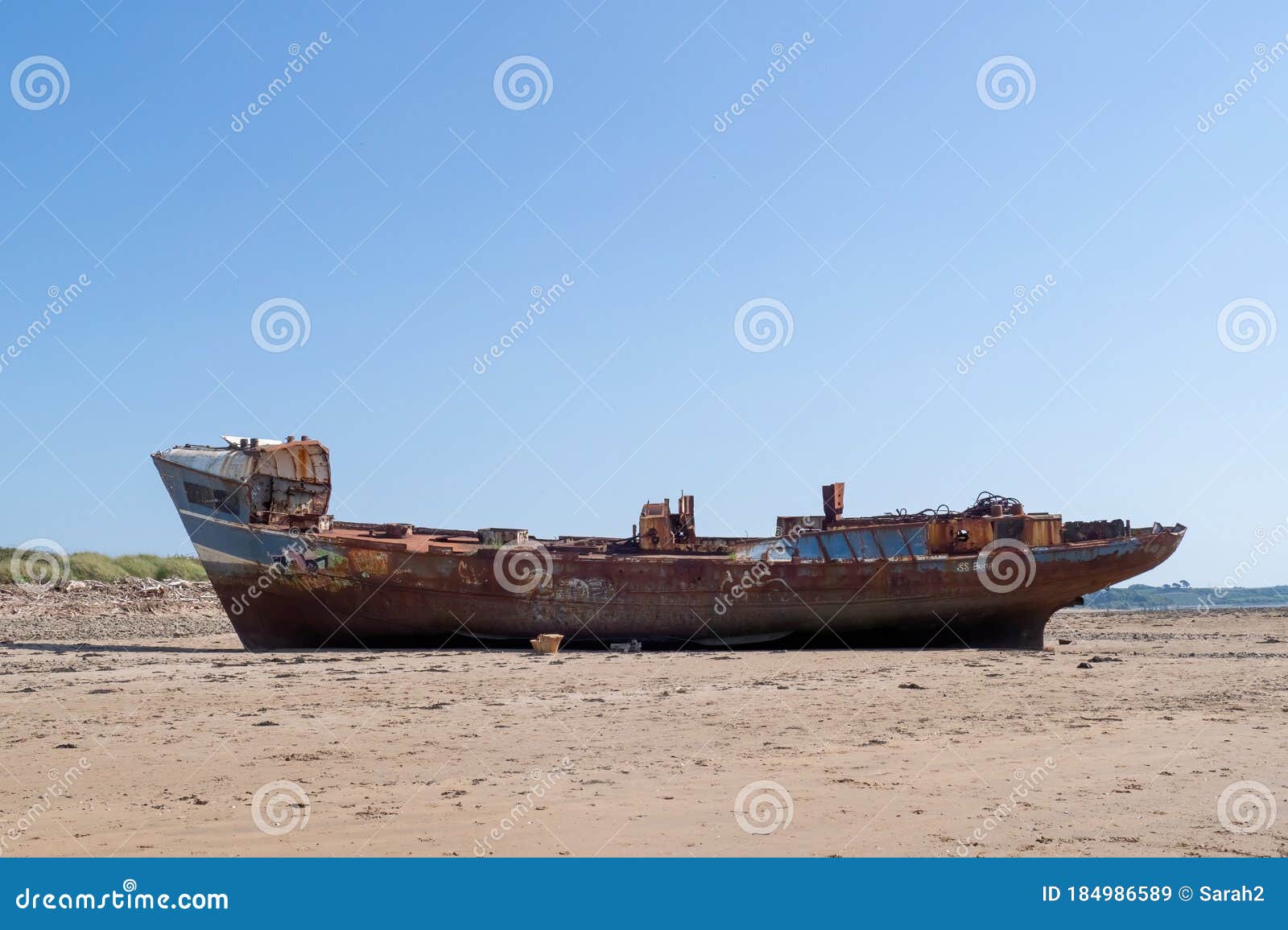 YELLAND, NORTH DEVON, UK - MAY 28 2020: Abandoned Broken Ship Wreck, on ...