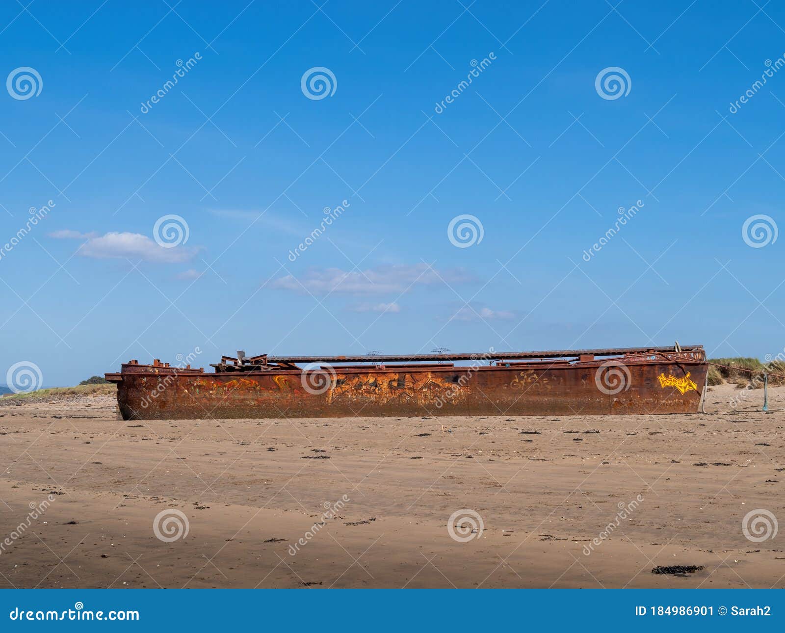 YELLAND, NORTH DEVON, UK - MAY 28 2020: Abandoned Broken Ship Wreck, On ...
