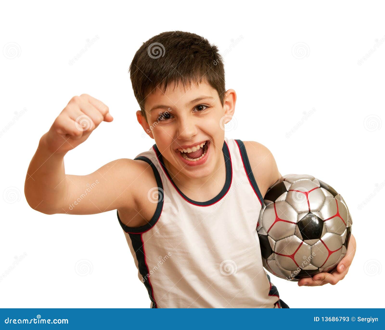 Yelling Kid Happy of His Victory Stock Image - Image of silver ...