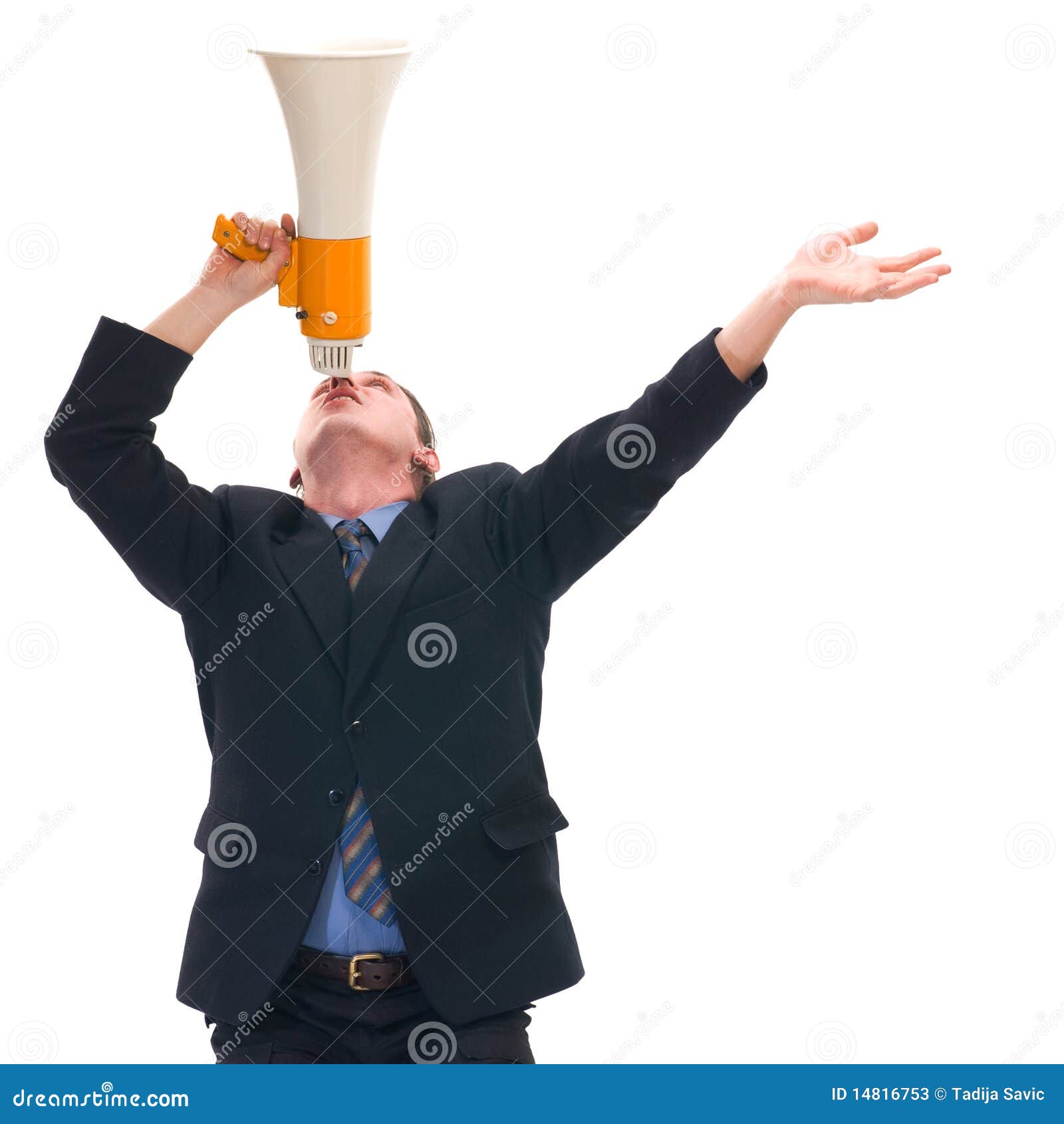 Yelling through megaphone stock image. Image of face - 14816753