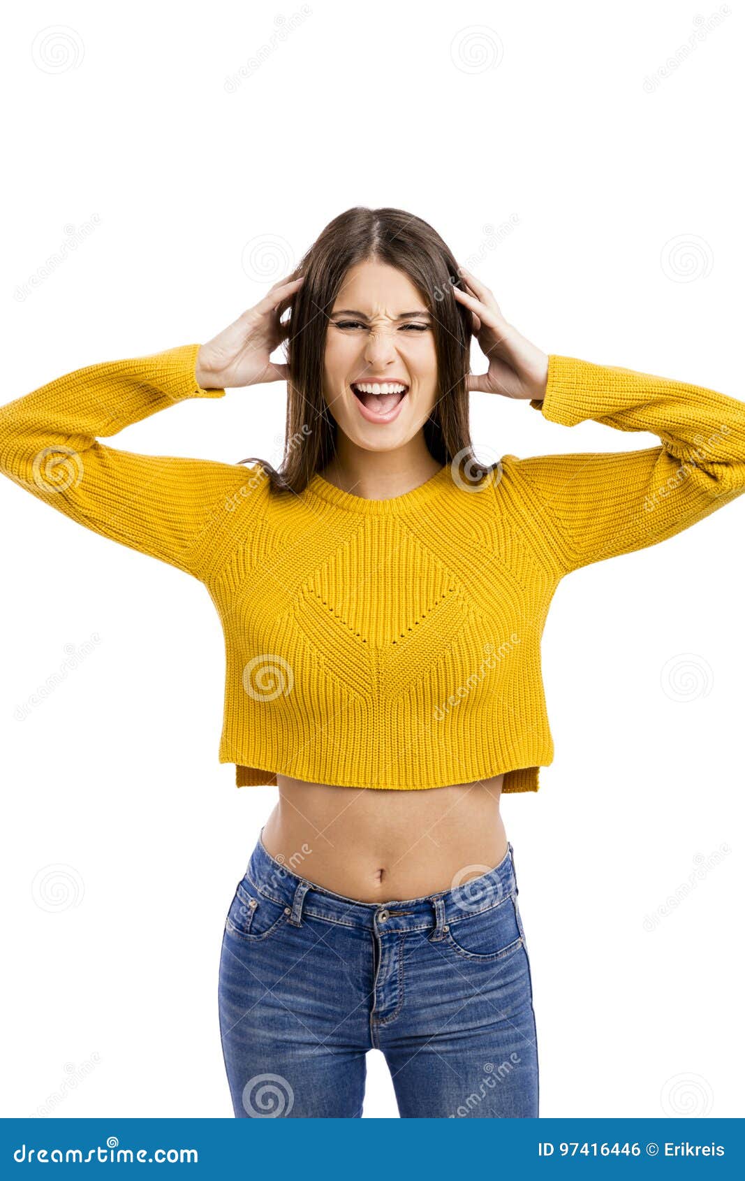 Yelling stock photo. Image of model, face, studio, upset - 97416446