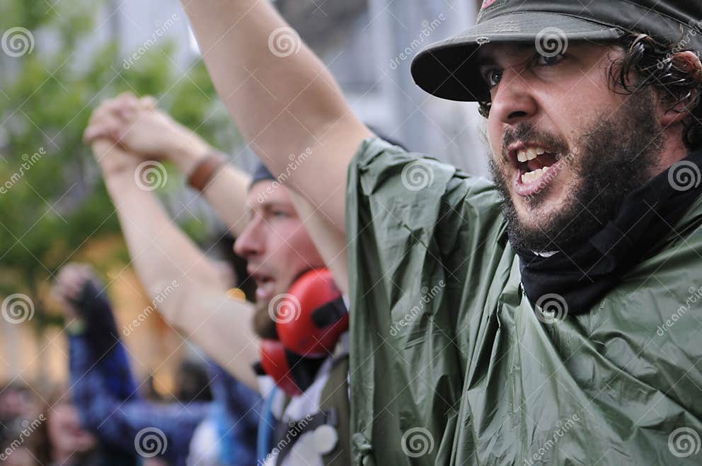 Yelling protesters. editorial stock image. Image of event - 26749984