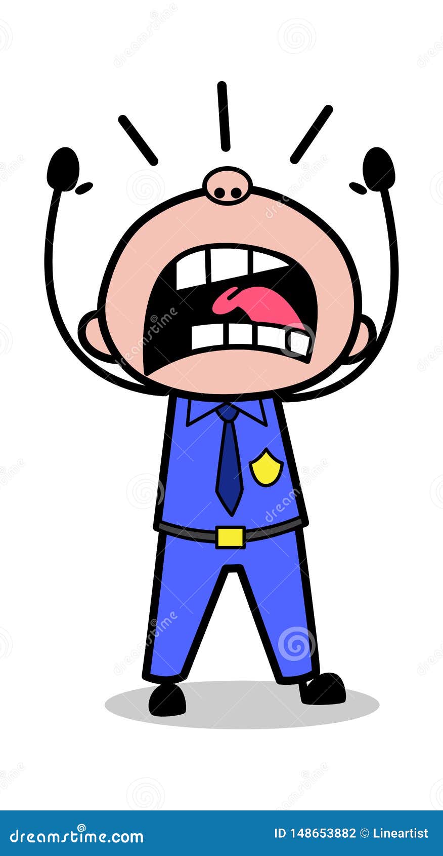 Yelling - Retro Cop Policeman Vector Illustration Stock Illustration ...