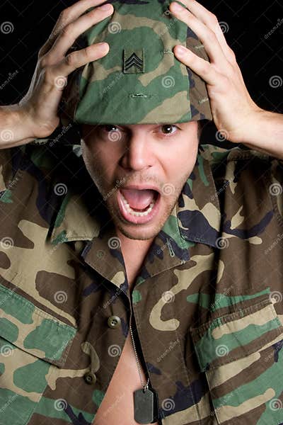 Yelling Soldier stock photo. Image of screaming, american - 10838936