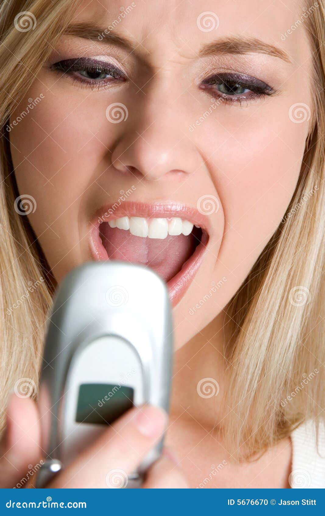Yelling Woman stock photo. Image of angry, yell, phone - 5676670