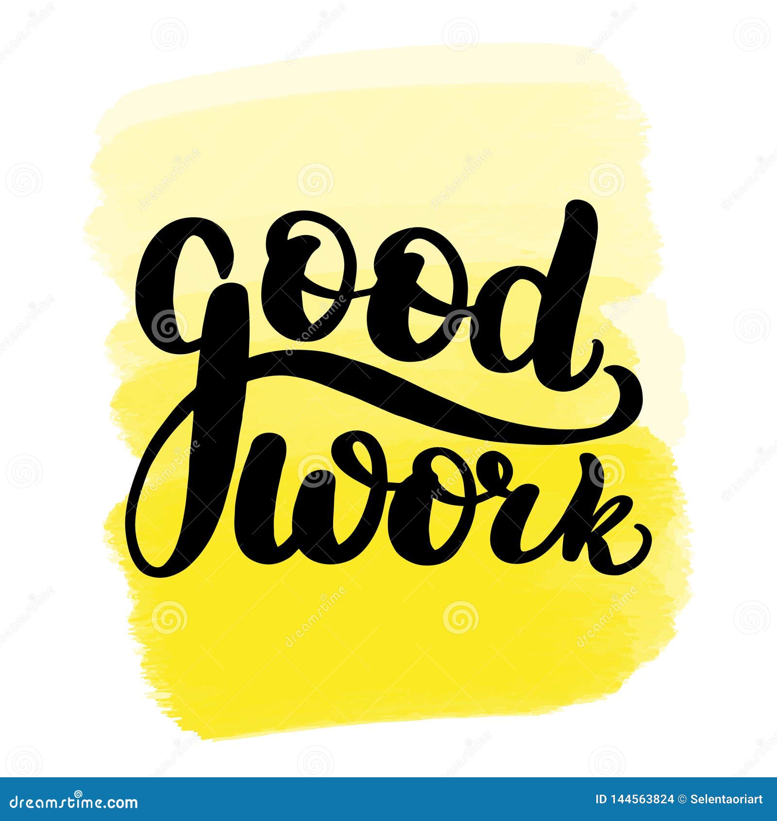 Lettering good work stock vector. Illustration of stain - 144563824