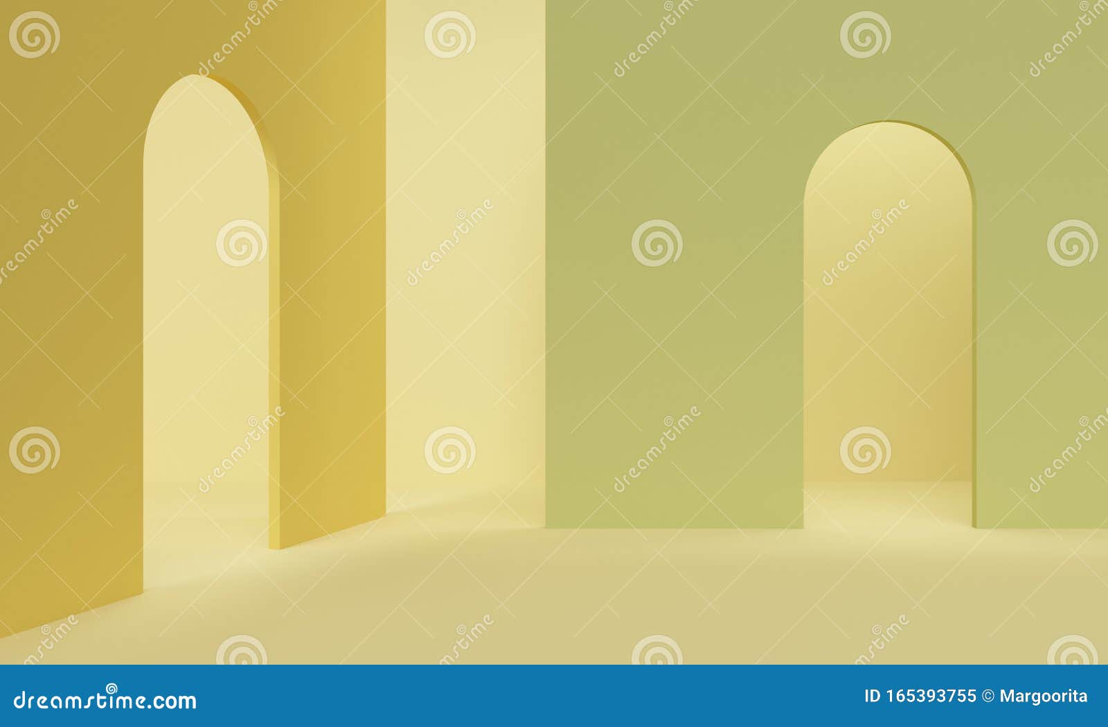 Yellow Abstract Background with Colored Arches. 3d Rendering Stock ...