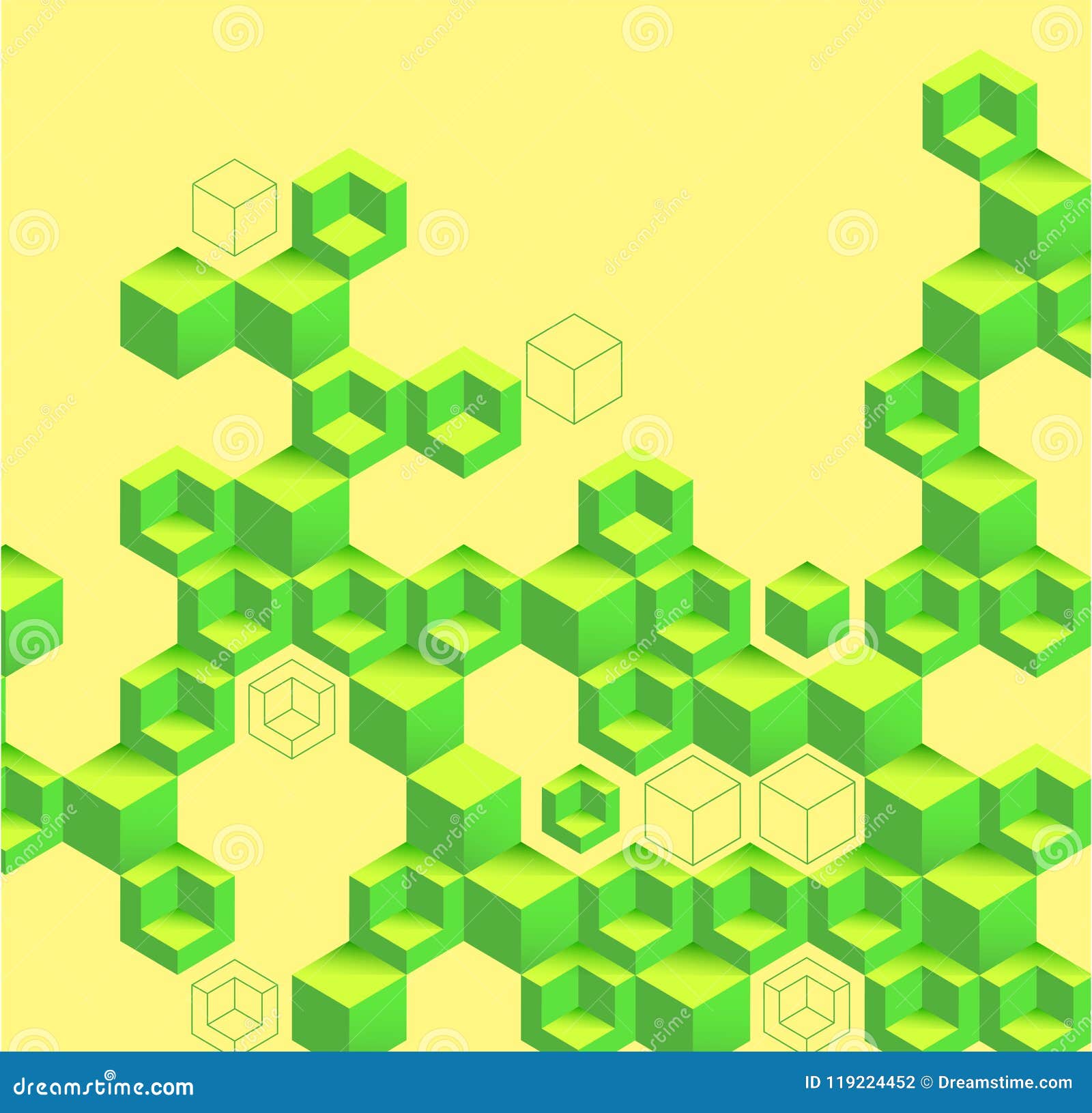 Yellow Abstract Background with Green Geometric Pattern. Stock Vector ...