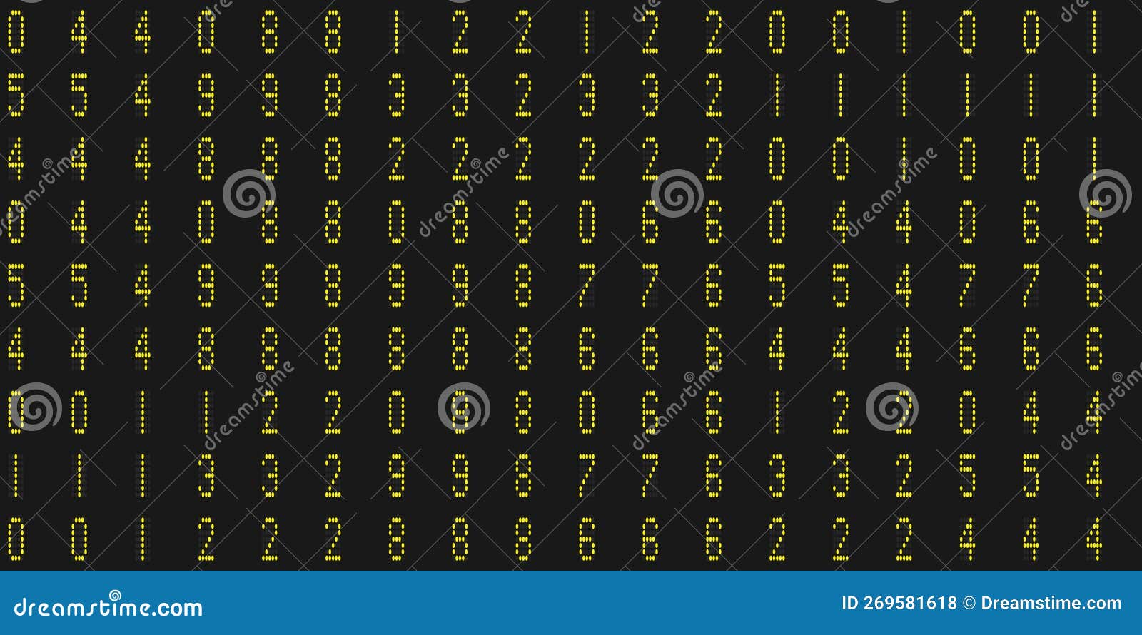 Yellow Abstract Display Digit Pattern. Electronic Numbers Background ...