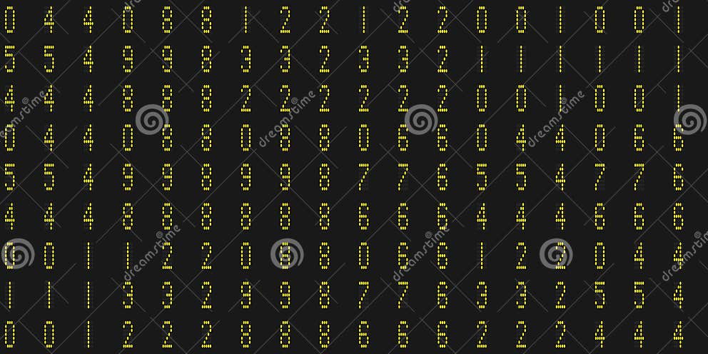Yellow Abstract Display Digit Pattern. Electronic Numbers Background ...
