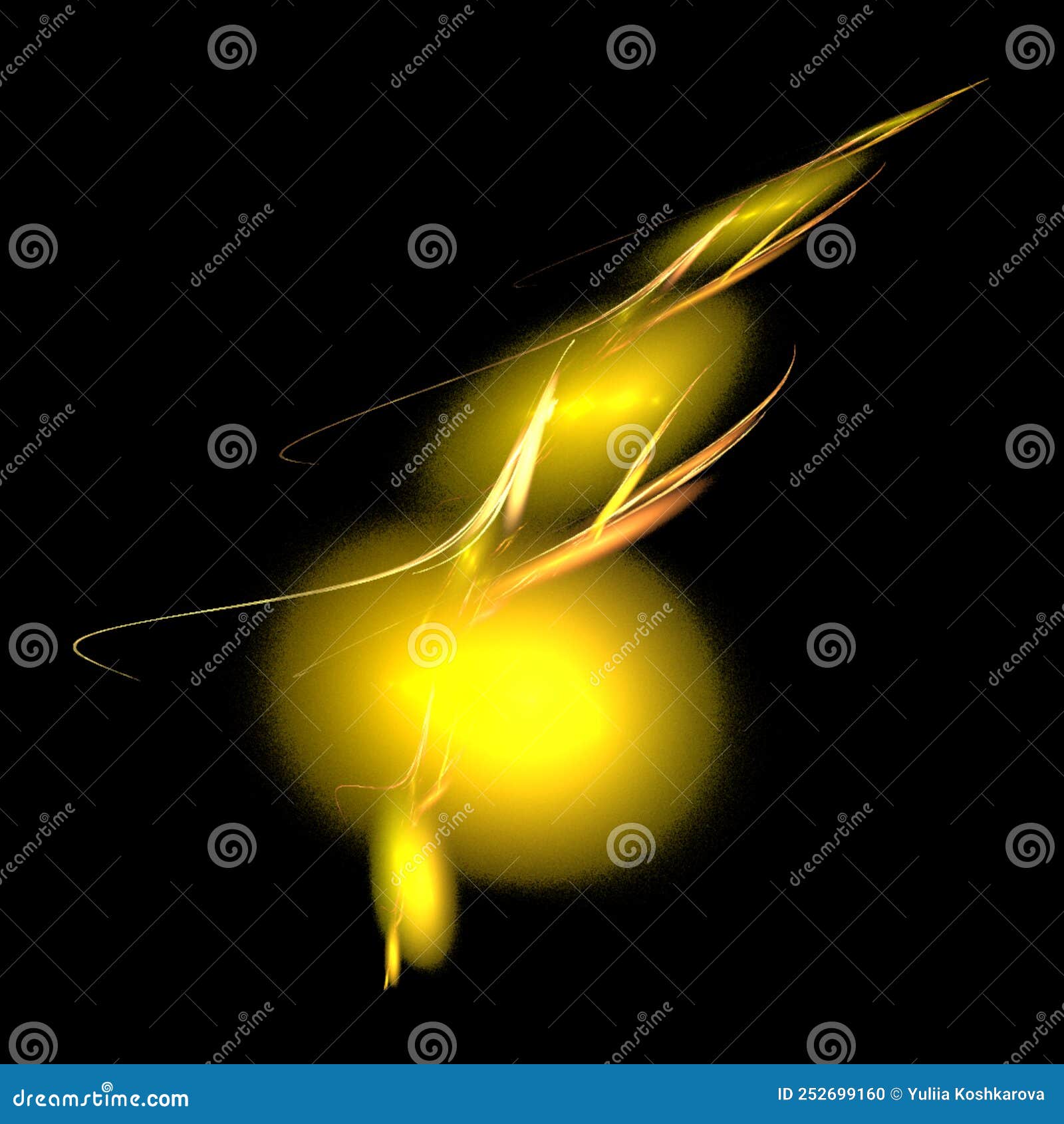 Yellow Abstract Element on Black Background, Digital Graphic ...