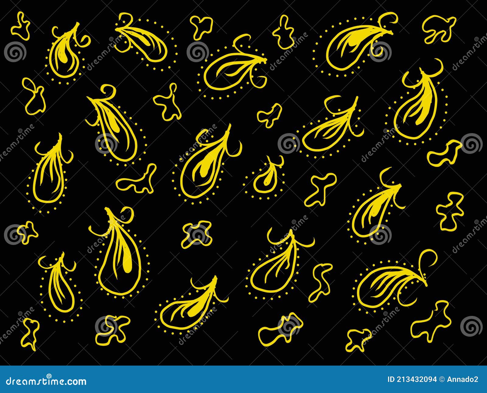 Yellow Abstract Pattern on Black Background Illustration Stock ...