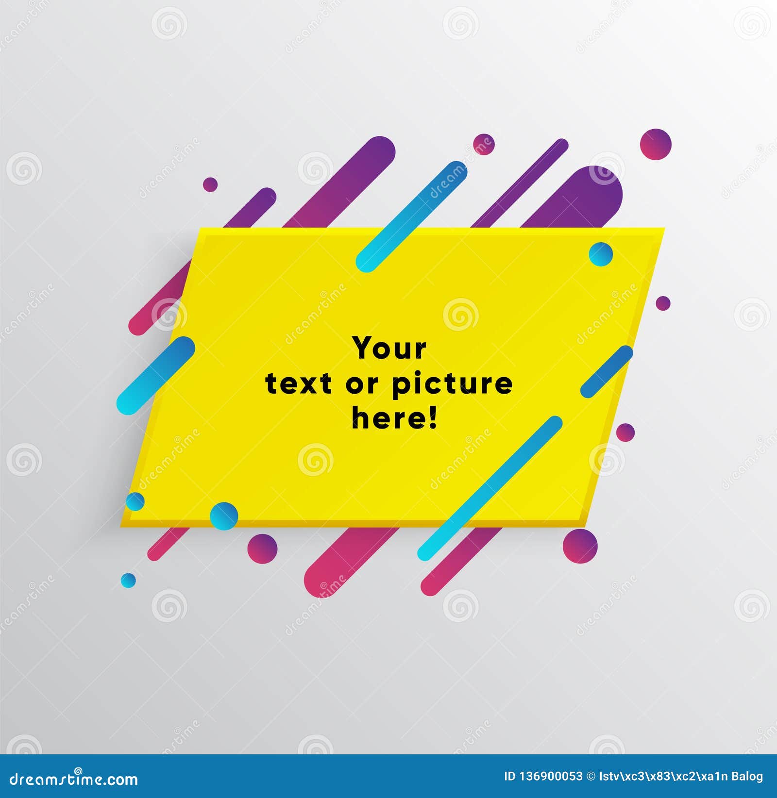 Yellow Abstract Textbox Shape with Trendy Neon Lines and Circles ...