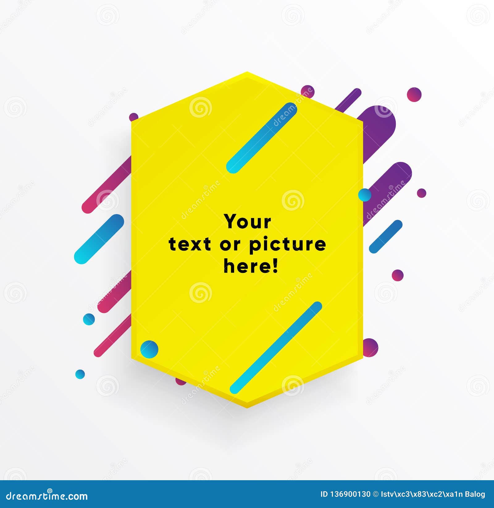Yellow Abstract Textbox Shape with Trendy Neon Lines and Circles ...