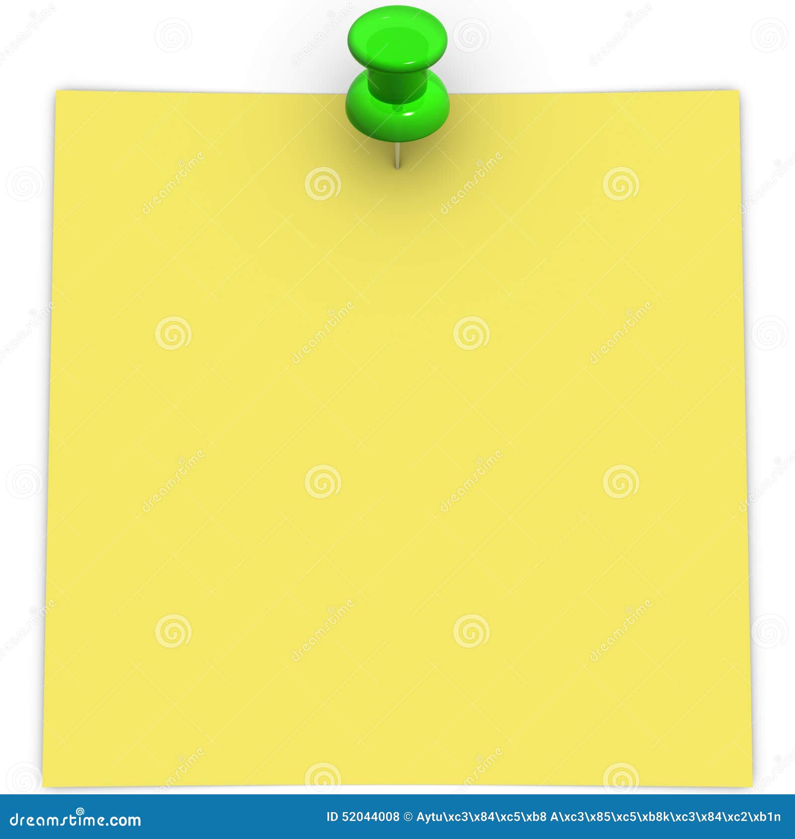 Yellow Adhesive Note with Green Thumbtack Stock Illustration ...