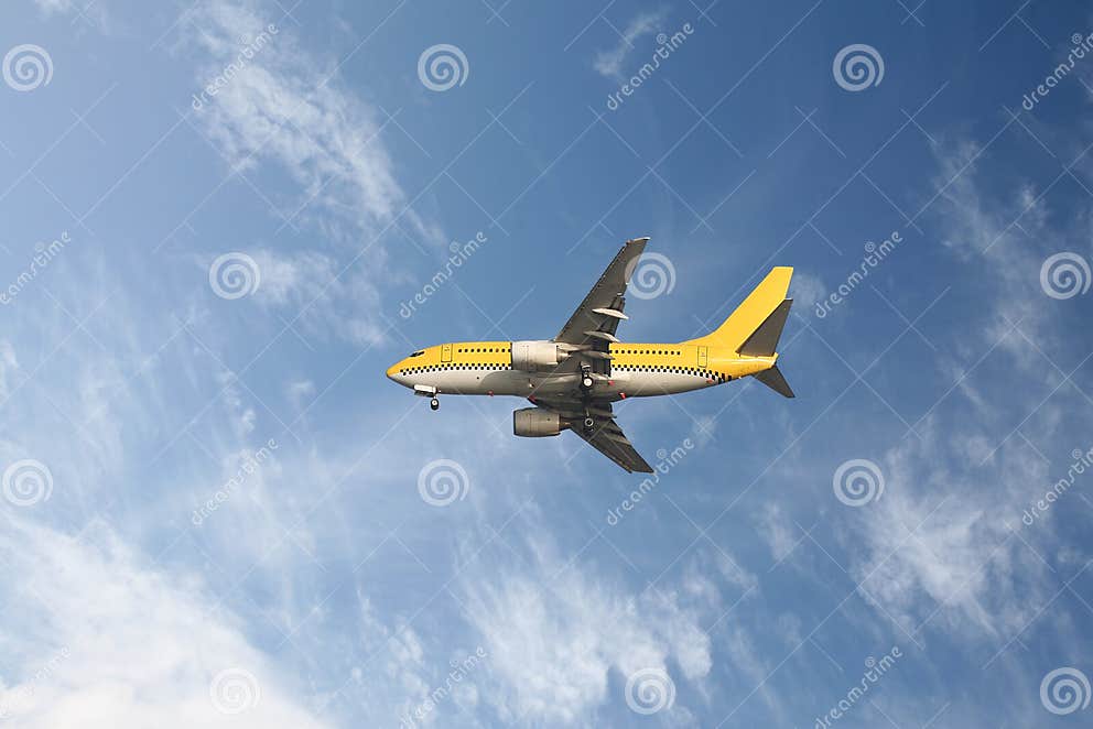 Yellow aeroplane stock image. Image of travel, distance - 1436269