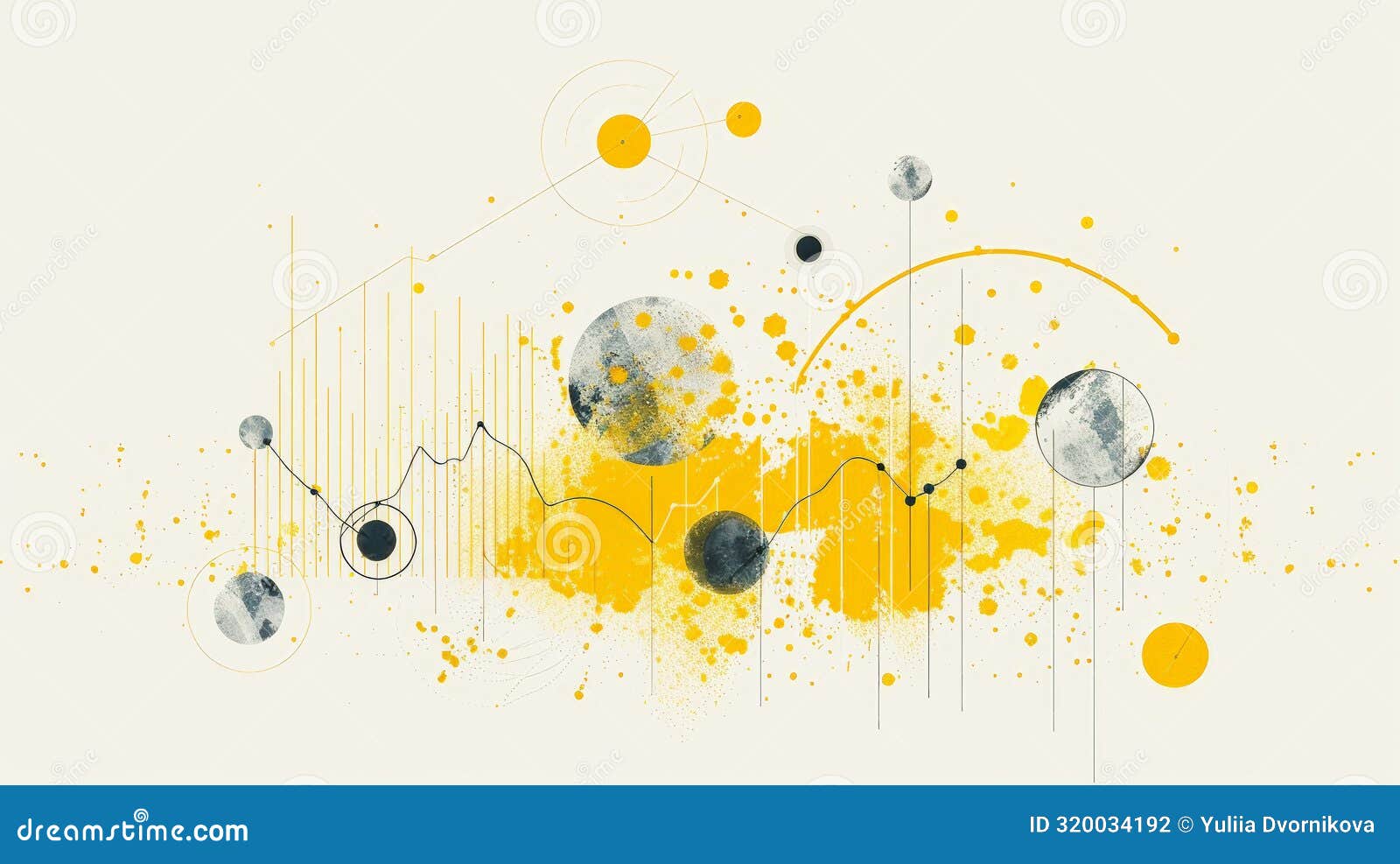 Yellow Aesthetic Background of Digital Data Chart Analytics. Business ...