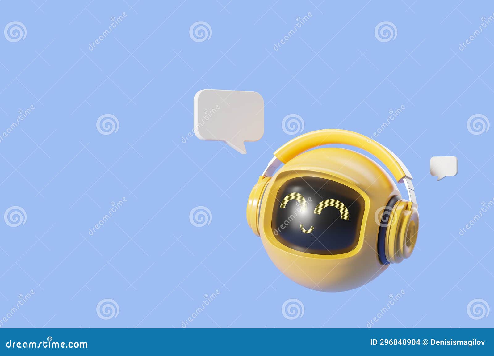 Yellow AI Robot Virtual Assistant with Speech Bubbles Stock ...